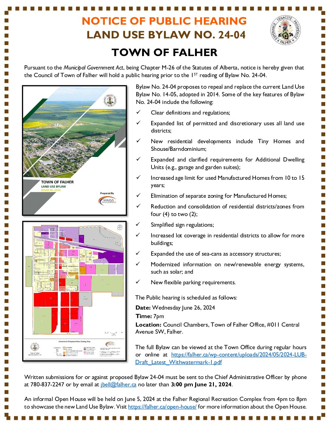 Notice of Public Hearing – Town of Falher